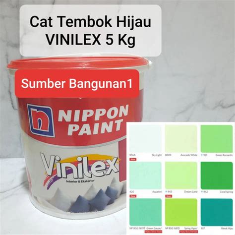 Jual Cat Tembok Vinilex Bunga 5kg Hijau Tua Muda Bolu Pandan Nippon