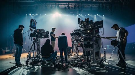 Premium Photo A Photo Of Film Production Crew Setting Up Equipment