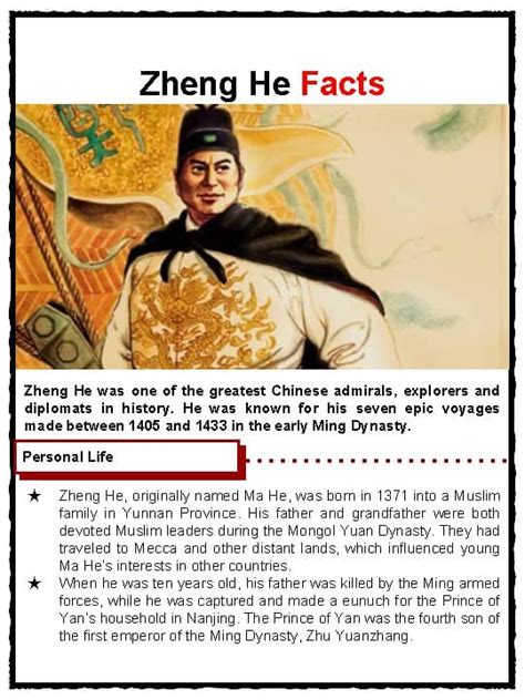 Zheng He And The Ming Dynasty Chinese History Worksheets And Activities