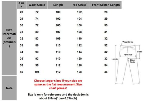 Chinese Mens Pants Size Chart At Zoe Bastyan Blog