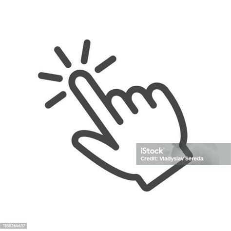 흰색 배경에 격리된 윤곽선 벡터 그림 아이콘을 터치합니다 손가락으로 딱 소리 내기에 대한 스톡 벡터 아트 및 기타 이미지