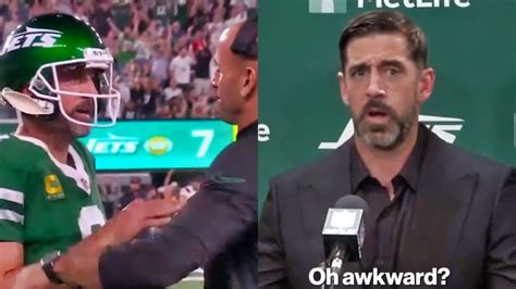 Video Jets Qb Aaron Rodgers Reveals What He Said To Robert Saleh While Shoving Him On The
