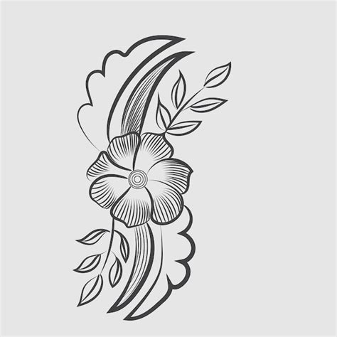 Premium Vector Hand Draw Floral Flower Outline Illustration Design