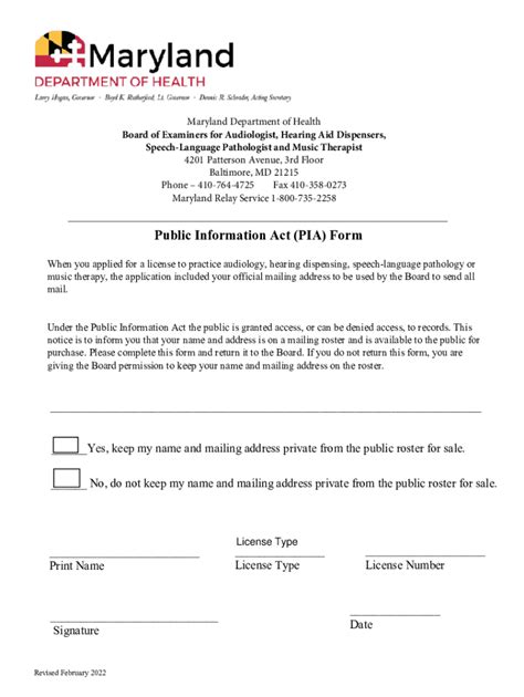 Fillable Online Public Information Act Pia Form Fax Email Print