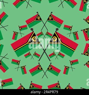 Vector Illustration Of Pattern Vanuatu Flags And Green Color Background