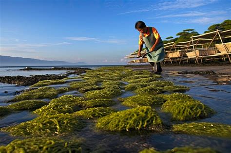 Premium Photo Blue Seaweed Farm In Nusa Penida Bali Farmers