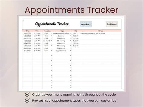 Digital Ivf Tracking Spreadsheet Fertility Treatment Planner