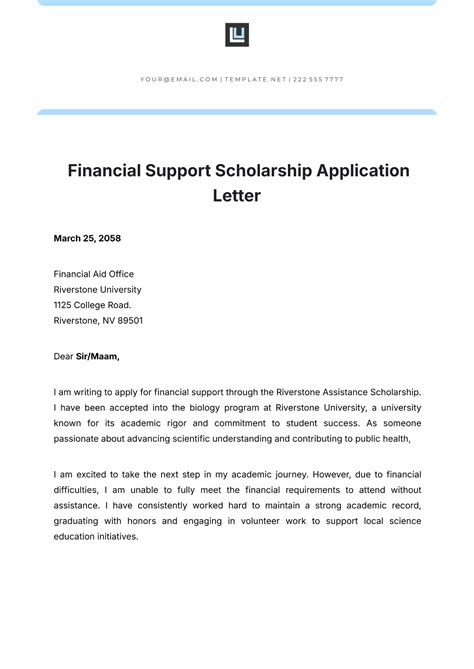 Free Scholarship Application Letter Templates Editable And Printable