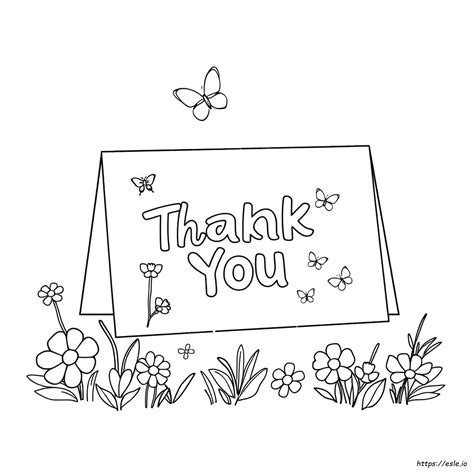 Foldable Thank You Card Coloring Page