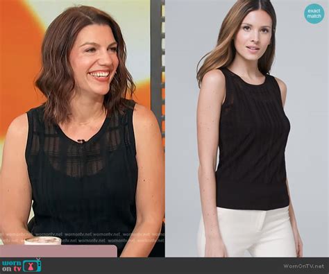 Wornontv Katherine Legges Black Sleeveless Grid Sheer Top On Access