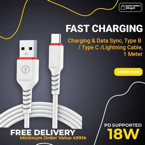Excel Cable 18w Charger Cable Fast Data Cable Charging Cable Bd