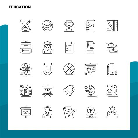 Set Of Education Line Icon Set 25 Icons Vector Minimalism Style Design Black Icons Set Linear