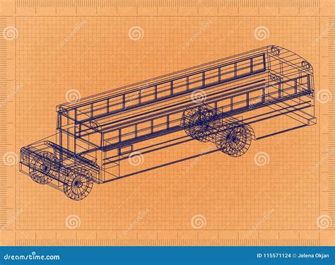 Classic School Bus Retro Blueprint Stock Illustration Illustration Of Project Preschool