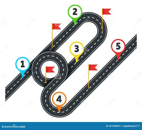 Race Map Speedway Road Scheme Navigation Template Stock Illustration
