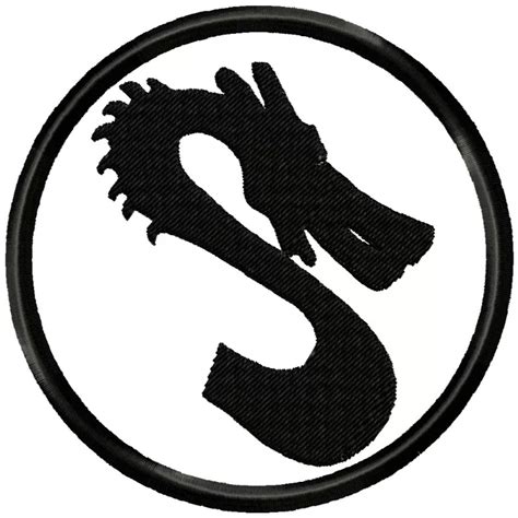 Silhouette Dragon Head Patch Embroidery Design