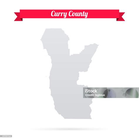 Curry County Oregon Map On White Background With Red Banner Stock
