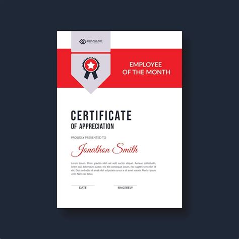 Premium Psd Certificate Layout With Flat And Red Elements