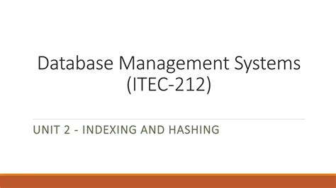 Dmbs Indexespptx Databases Computer Software And Applications