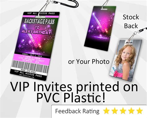 Backstage Pass Birthday Invitation Plastic Backstage Pass Birthday
