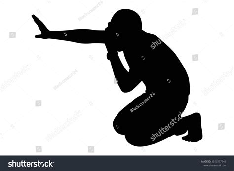 Cowering In Fear Silhouette