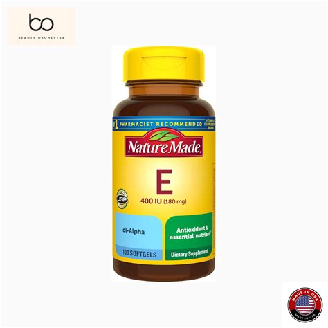 Nature Made Vitamin E 400 Iu 180 Mg 100 Softgels Bd