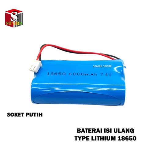 Jual Batre Baterai Charger 2x 18650 Li Ion 7 4volt 6800mah Socket Putih Shopee Indonesia