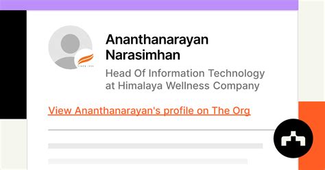 Ananthanarayan Narasimhan Head Of Information Technology At Himalaya