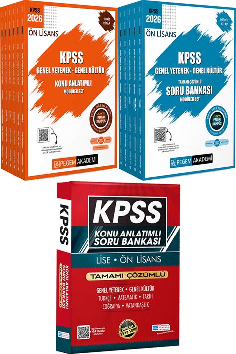 Pegem Akademi Yayıncılık 2026 Kpss Ön Lisans Konu Modüler Set Soru Bankası Modüler Set Lise