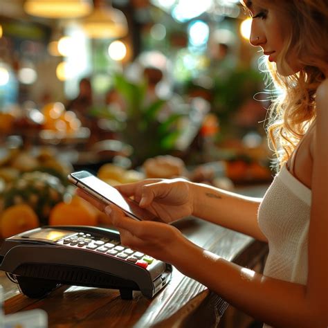 Customer Using Smart Mobile Phone For Transactions Premium Ai