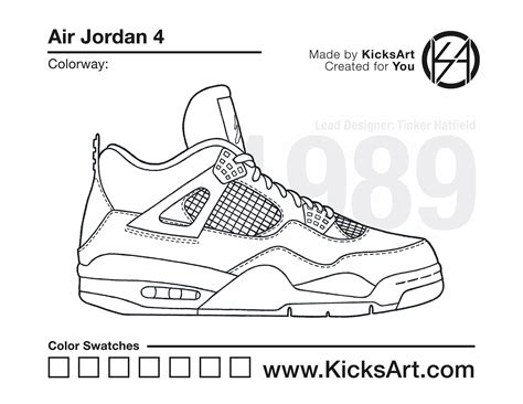 Air Jordan 4 Sneaker Coloring Pages Created By Kicksart Jordans Shoes Drawing Air Jordans