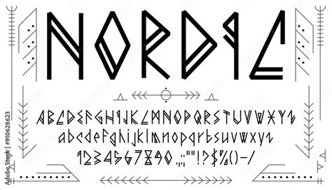 Viking Font Or Nordic Rune Type And Ethnic Scandinavian Typeface