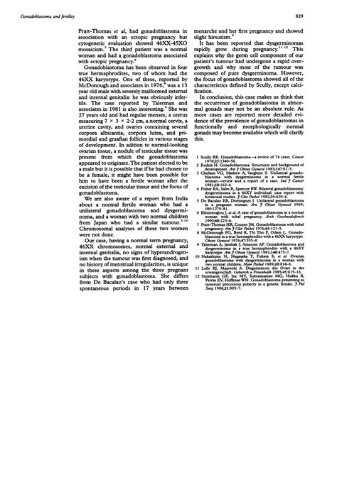Gonadoblastoma And Fertility Pmc