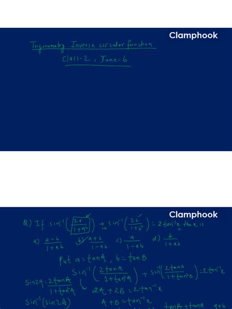 Inverse Trigonometry Class 2 June 6 Am Sir Pdf