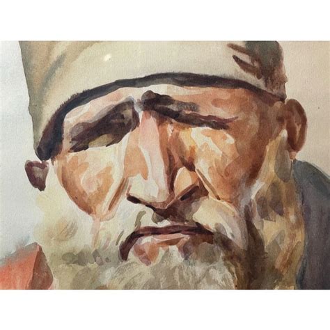 1960s Rare Ustad Ghaussuddin Afganistan Blind Man Watercolor Portrait
