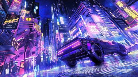 Neon Drive 4k Ultra Hd Cyberpunk Cityscape 3840x2160 Wallpaper Abyss