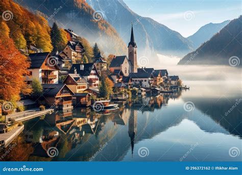 Hallstatt Village On The Shore Of Lake Hallstatter See Austria