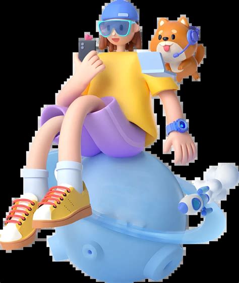 3d卡通小人手机 花瓣网