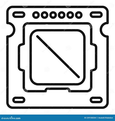 Processor Technology Icon Outline Vector Cpu Circuit Stock