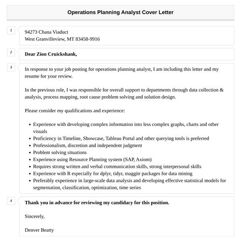 Operations Planning Analyst Cover Letter Velvet Jobs