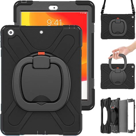 Ipad 102 Case 9th 8th 7th Generation Ipad 9 8 7 Case 360°rotatable Stand With Shoulder Strap