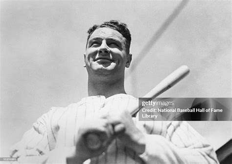 Lou Gehrig Of The New York Yankees Poses With His Bat For A Season