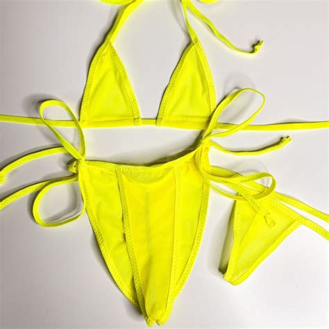 Neon Yellow Mesh Completely See Through Neon Yellow Scrunch Butt T