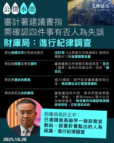 集誌社 公僕水患｜鑫鼎鑫文件「樂百氏」變「百氏」 物流署助「釐清」 屢違約不退貨 審計署指需確認有否人為失誤 財庫局：紀律調查 全文