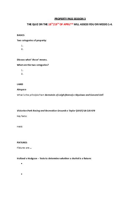 Property Pass Session 3 Zoom Property Pass Session 3 The Quiz On