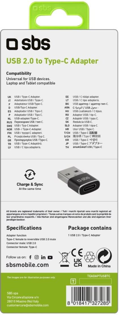 Sbs Redukcia Usb A Samec Usb C Samica čierna