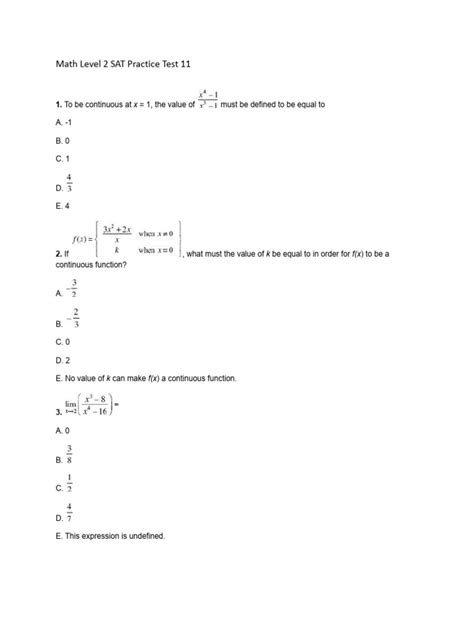 Level 2 Sat Practice Test 11 Pdf