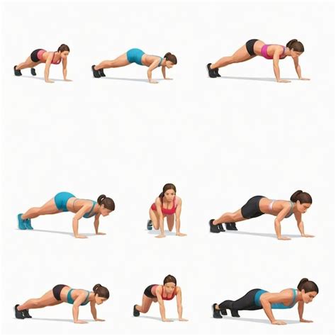 People Doing Pushups Detailed Vector Set Premium Ai Generated Vector