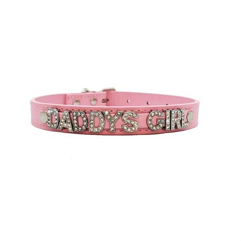 Rhinestone Word Collar Daddys Girl Pink