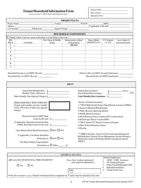 Ctcac Tenant Household Information Form Fill And Sign Printable