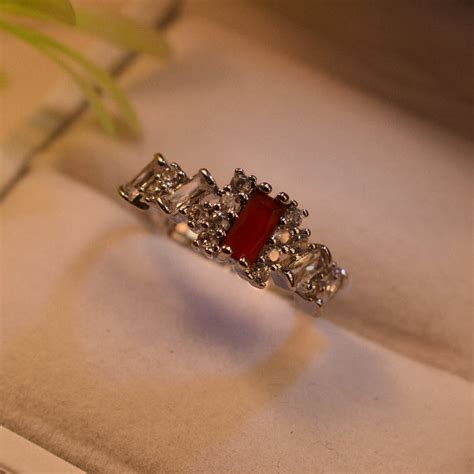 Glamorous Design Silver Plated Real Stones Ring For Girlswomen